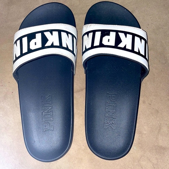 PINK Victoria's Secret | Shoes | Womens Large Slides Black And White ...